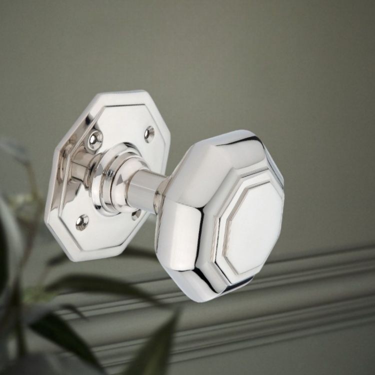 Octagonal Door Knobs - Nickel